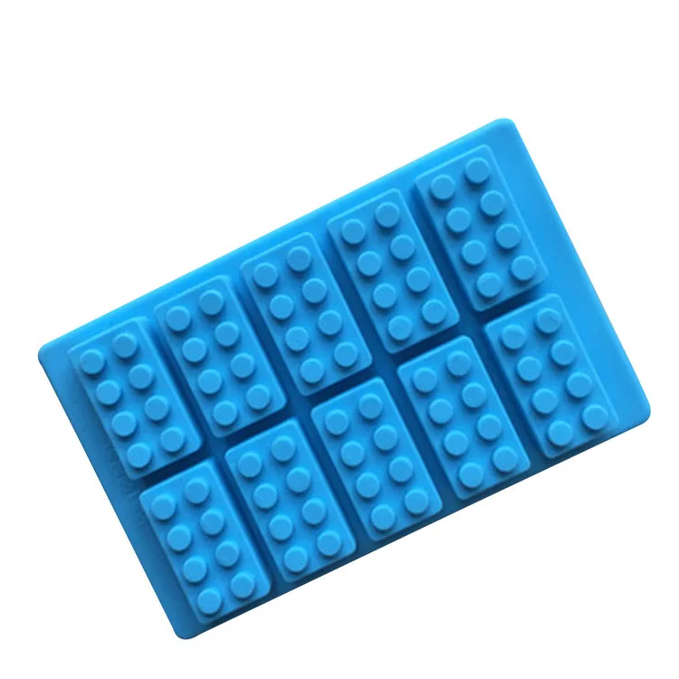 10 Cavity Food Grade Silicone Ice Cake Mold - LEGO Brick