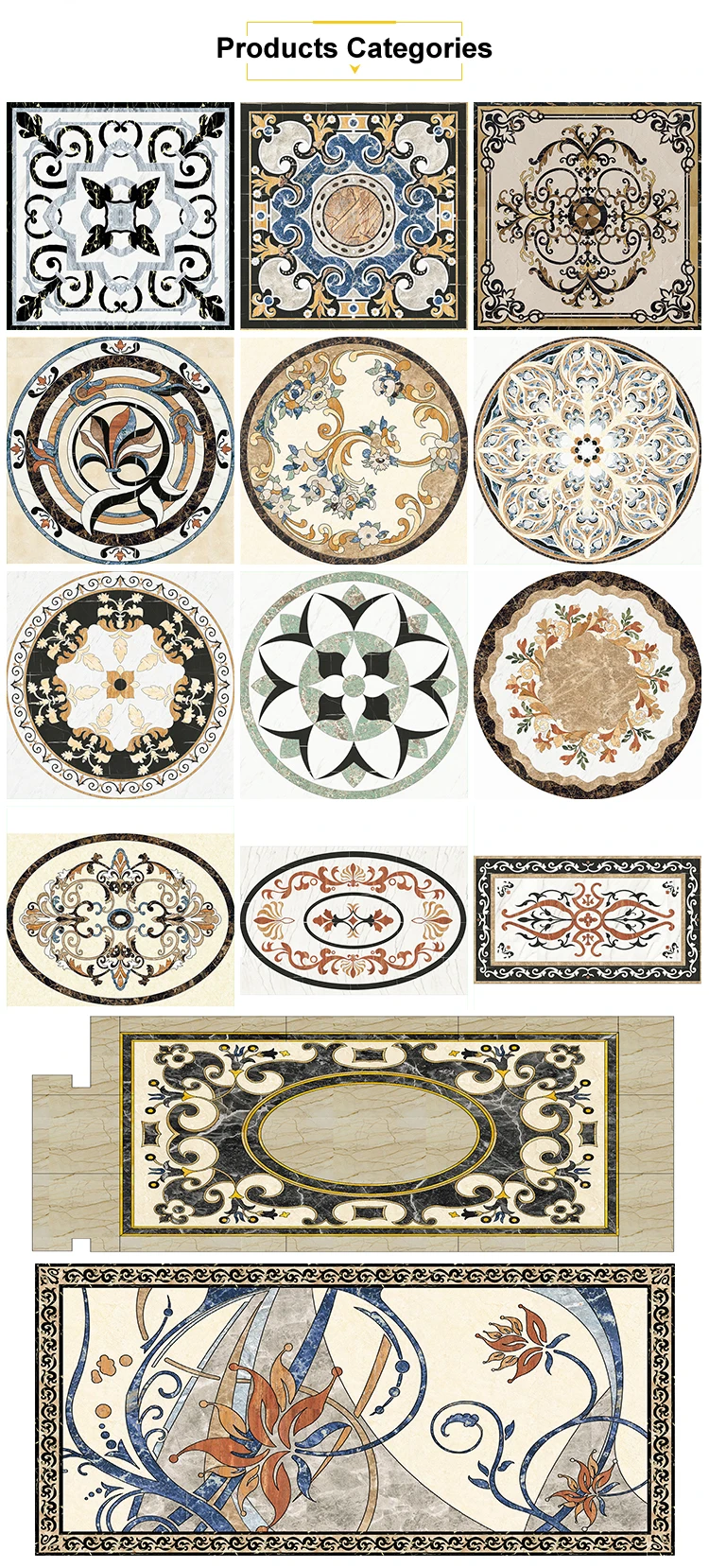 Luxury Waterjet Stone Cutting Square Marble Floor Inlay Flooring Flower ...