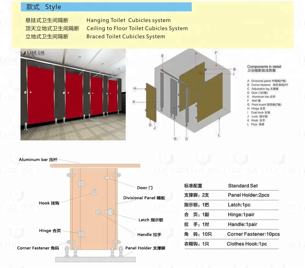 12mm HPL Toilet Cubicle Partition and Toilet Partition Door, View HPL ...