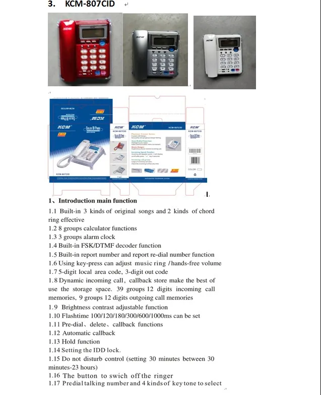 Caller ID Telephone - PROOLIN KCM-813 for Office & Home