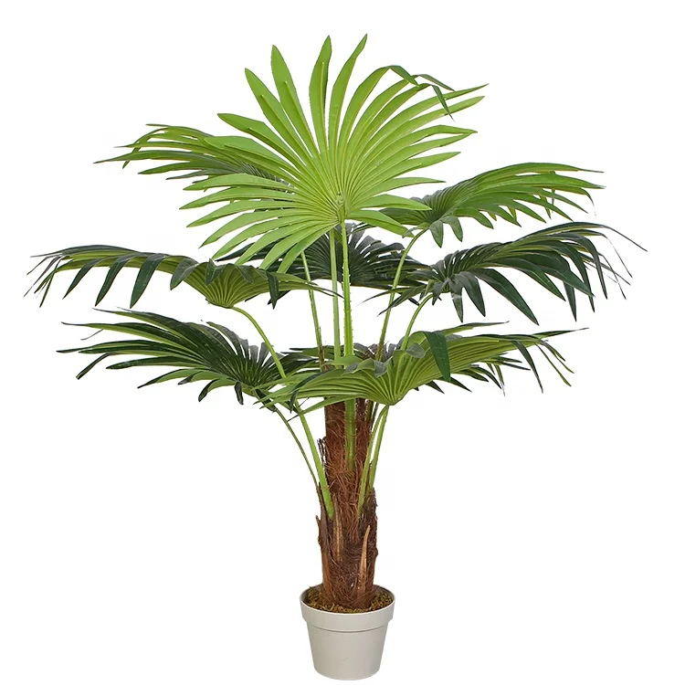 110cm Artificial Fan Palm Tree Plastic Big Leaves Fan Palm Plants Hot ...