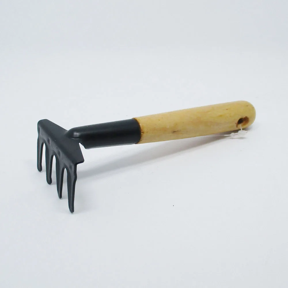 Metal Garden Rake With Wooden Handle Rake 4 Teeth Mini Rake - Buy ...