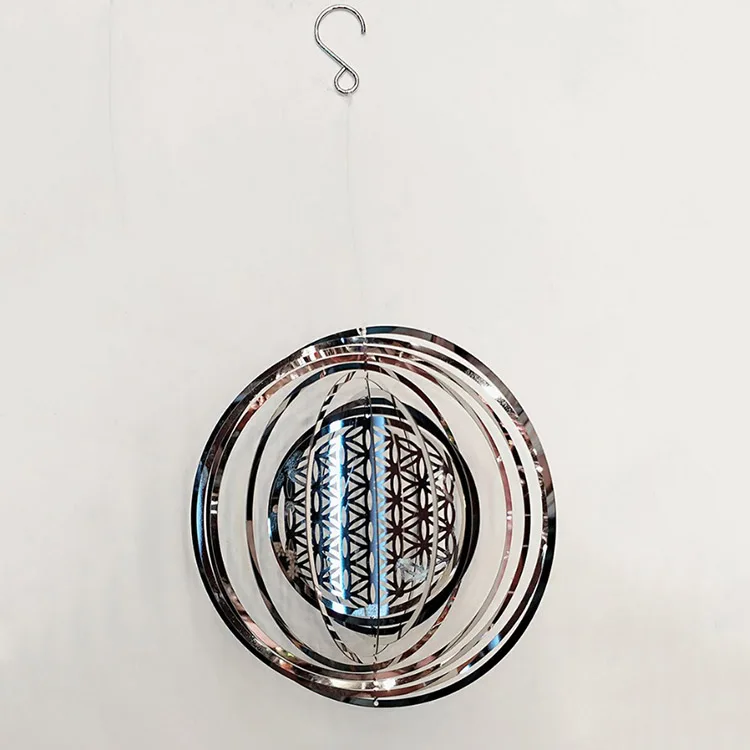 Cool 15 Inches Garden Spiral Hanging Handicraft 3d Metal Wind Spinners