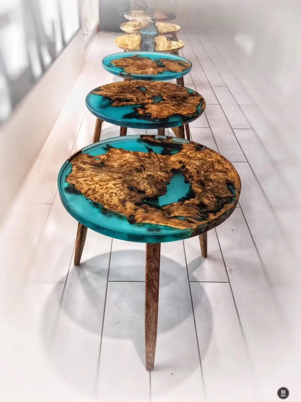 Vintage Furniture Antique Design Walnut Wood River Table Clear Epoxy ...