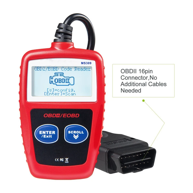 OBD II Connector OBD2 Simulator Scanner MS309 Auto Diagnostic Tool for ...