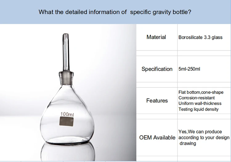 Laboratory Glassware 25ml Glass Specific Gravity Bottle - Buy Glass ...