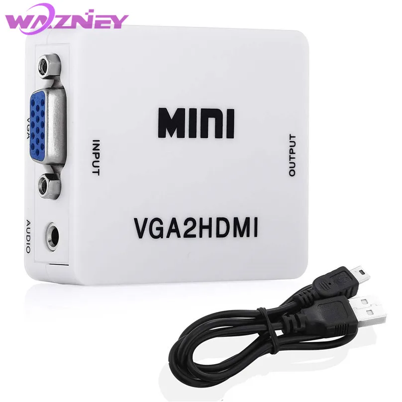 Mini HDMI to VGA Converter Box - HD 1080P VGA2HDMI