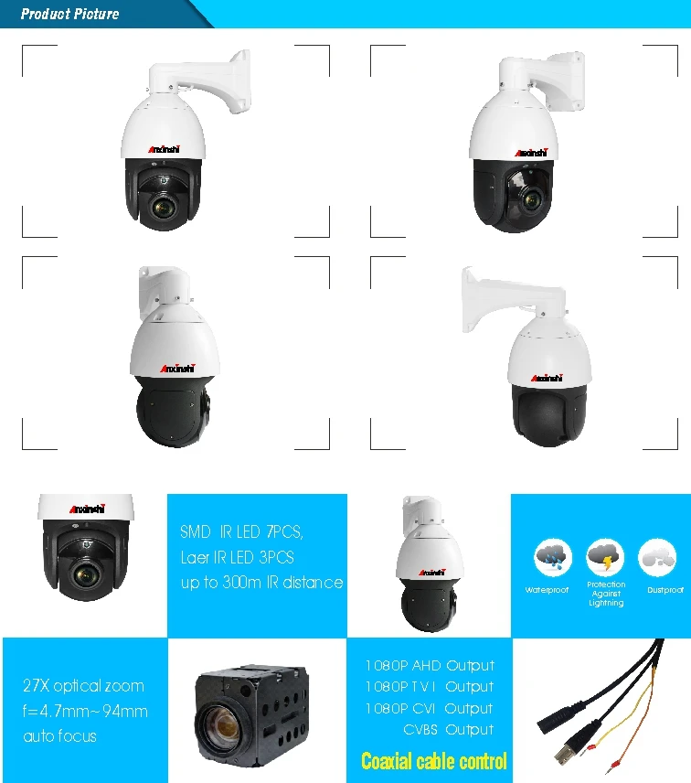 Kamera PTZ Zoom Optik AHD 27X Versi Malam 300m| Alibaba.com