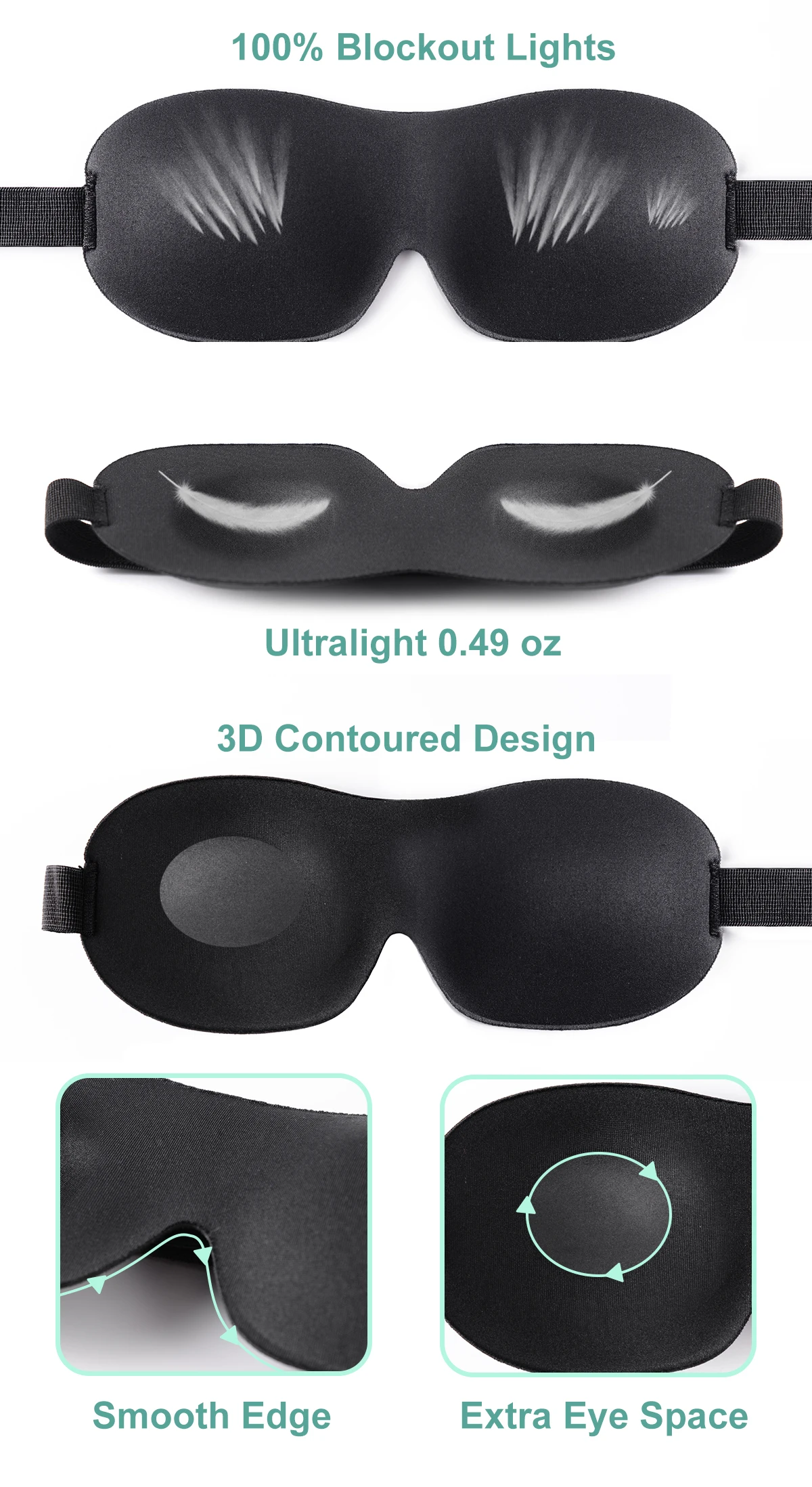 Custom Logo 3D Eye Mask Green Color Milk Fabric Luxury Travel Eye Mask ...