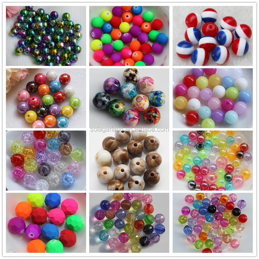 Wholesale Smooth Finishing Solid Color 10mm Round Plastic Beads No Hole ...