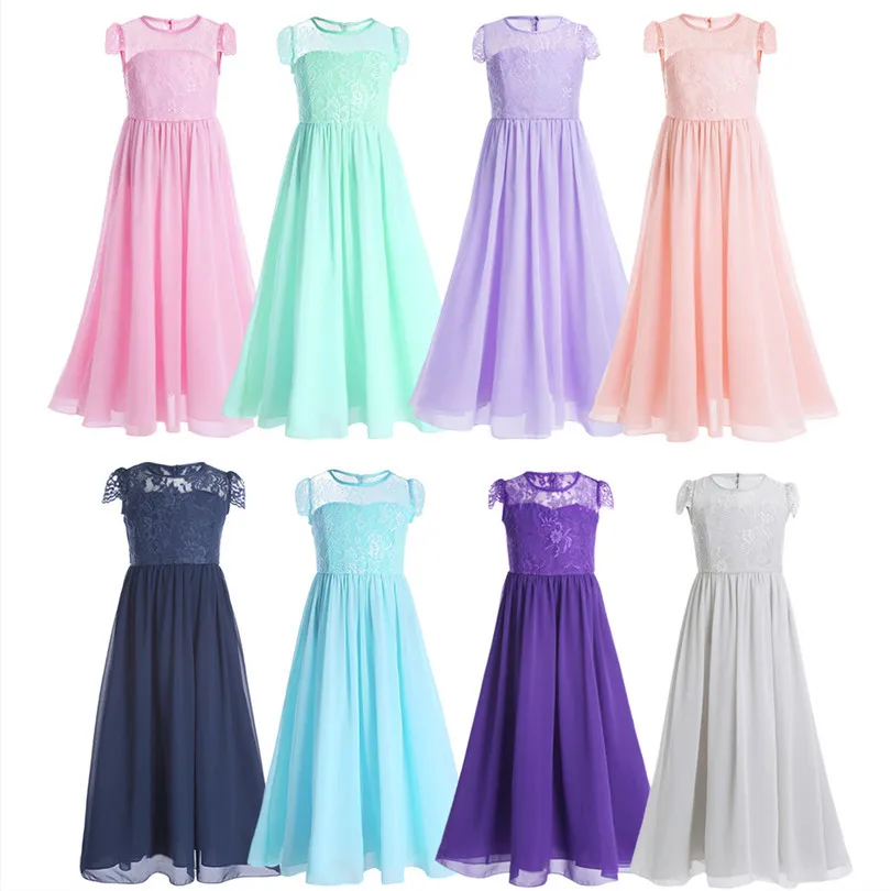 7-14 Years Old Girl Long Gowns Piano Proms Dress Summer Elegant ...