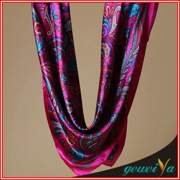 Red Flower Printed Satin Pakistani Scarf - Buy Pakistani Scarf ...