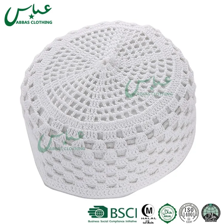 Abbas Brand Crochet Muslim Prayer Men Caps Muslim Handmade White Prayer ...