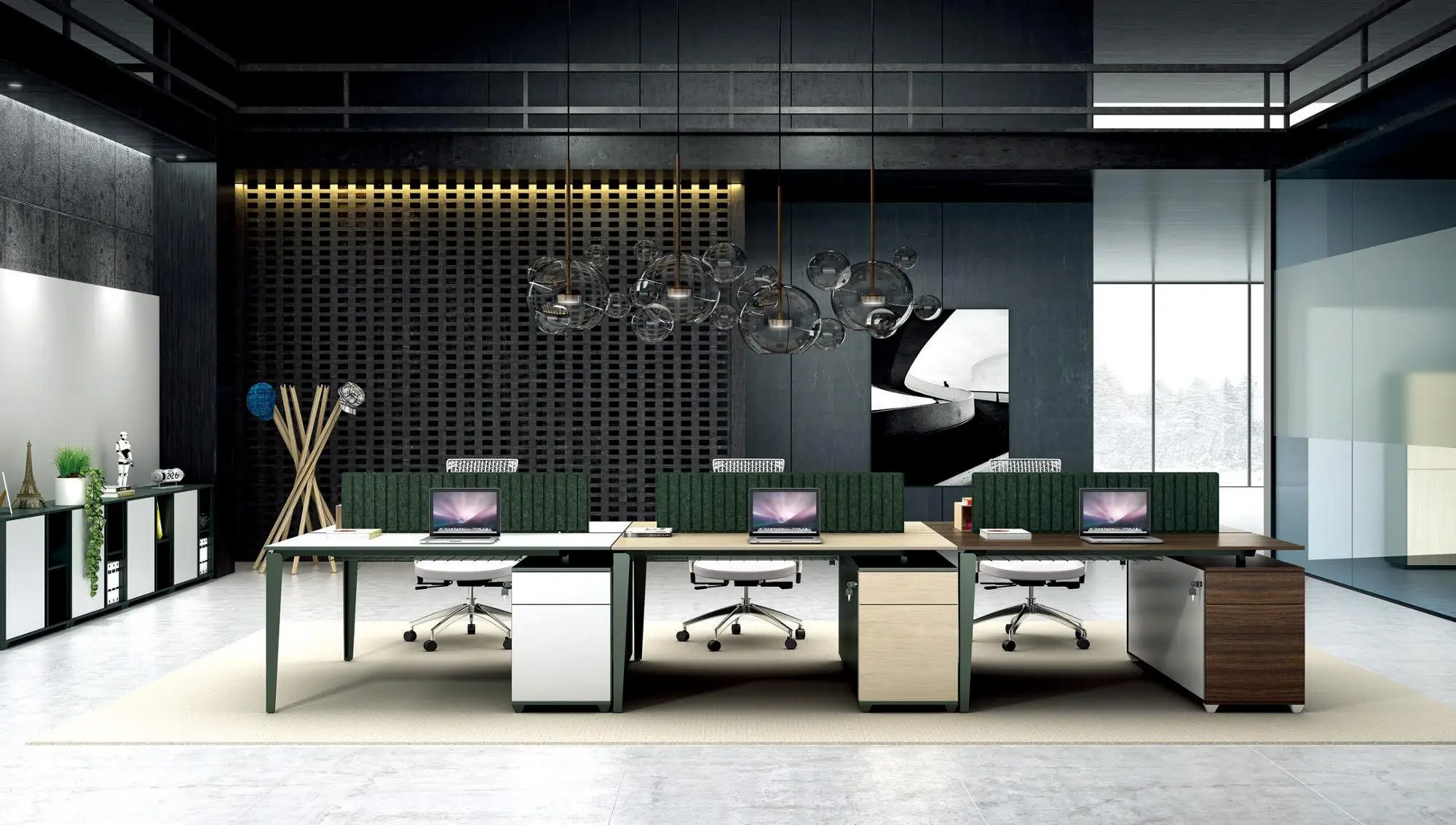 Modern Modular Open Office Furniture Linear Work Station Table 6 Seater ...