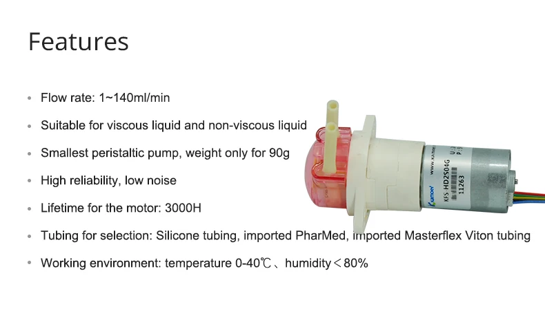 Mini KFS Brushless DC 12V 24V Peristaltic Dosing Pump