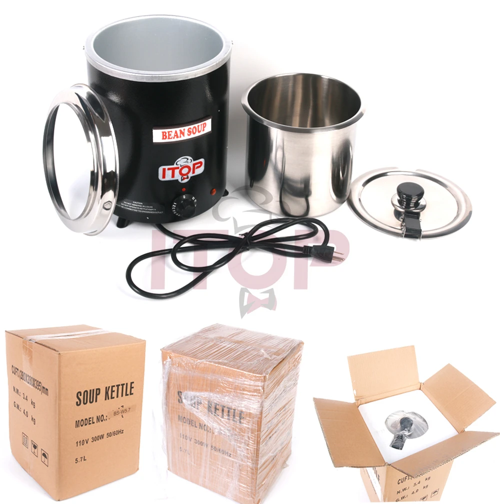 Stainless Steel 5.7L Electric Soup Kettle - Efficient Commercial Solution