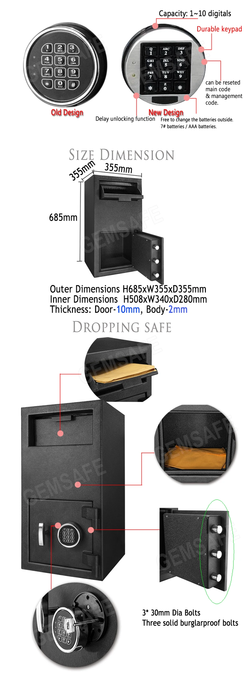QF685 Cash Drop Safe Box - Secure Depository Solution