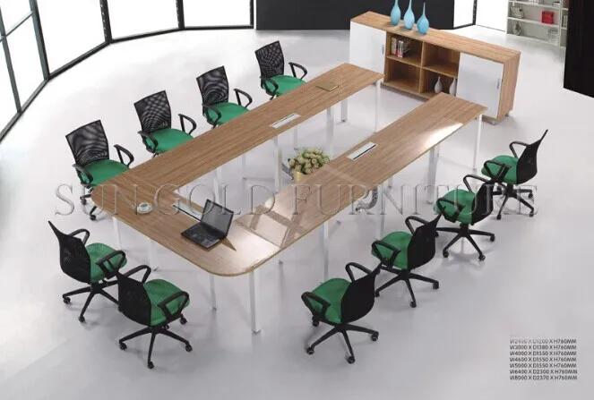 Modern Conference Table with Power Socket - Wood Style