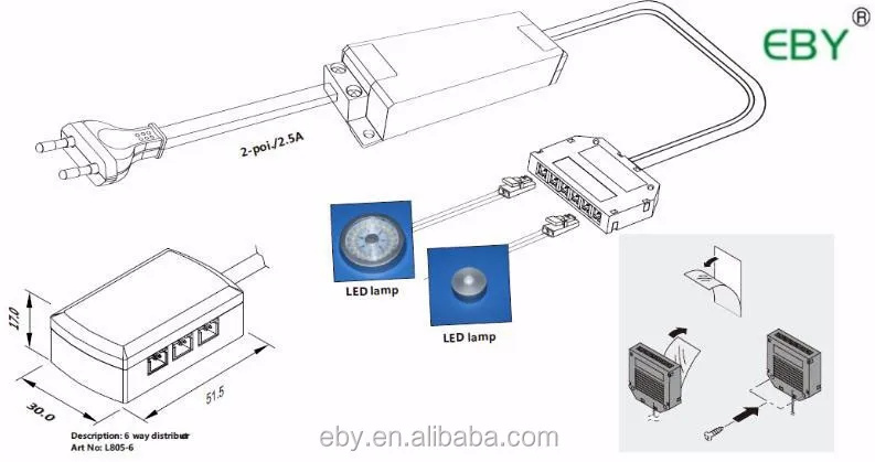 4 Way L806 Mini Dupont Splitter Box For Cabinet Light - Buy Splitter ...