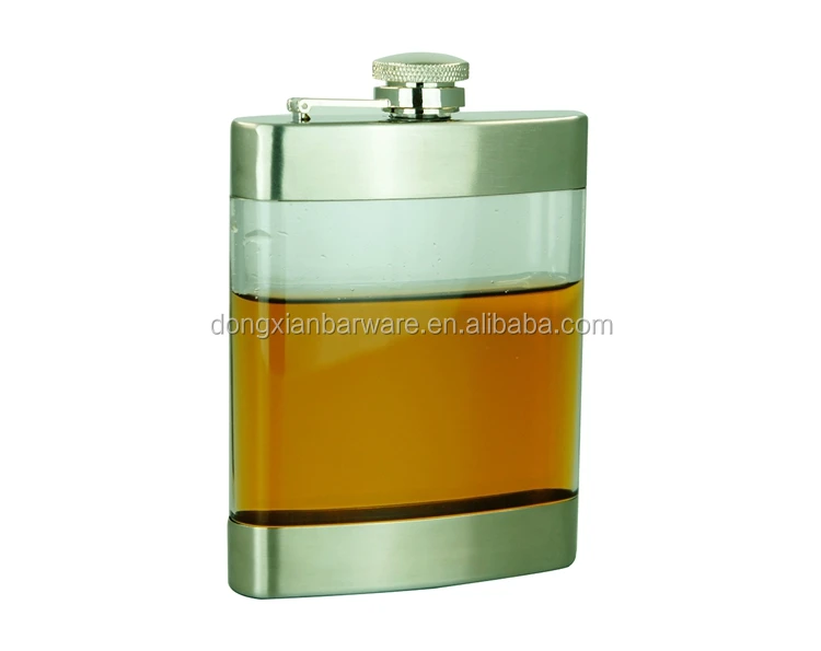 Stainless Steel Flask 6oz with Acrylic Body, Stainless Steel Plastic ...