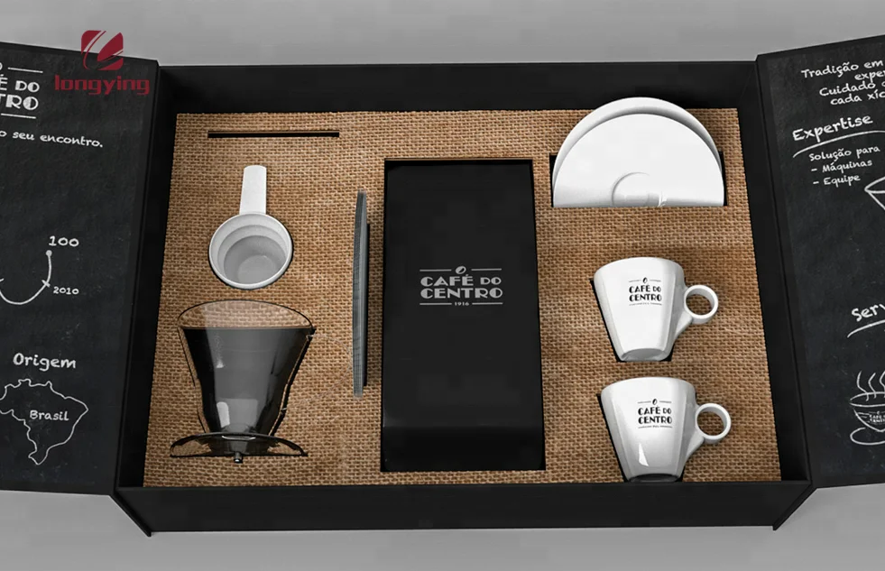 Customized Design Matte Black Box Packaging With Teapot/coffe Cup ...