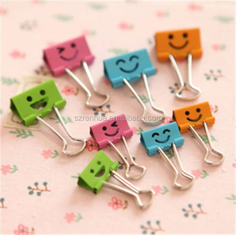 Colorful Cute Lovely Smiley Face Metal Paper Clips Binder Votes Mini ...