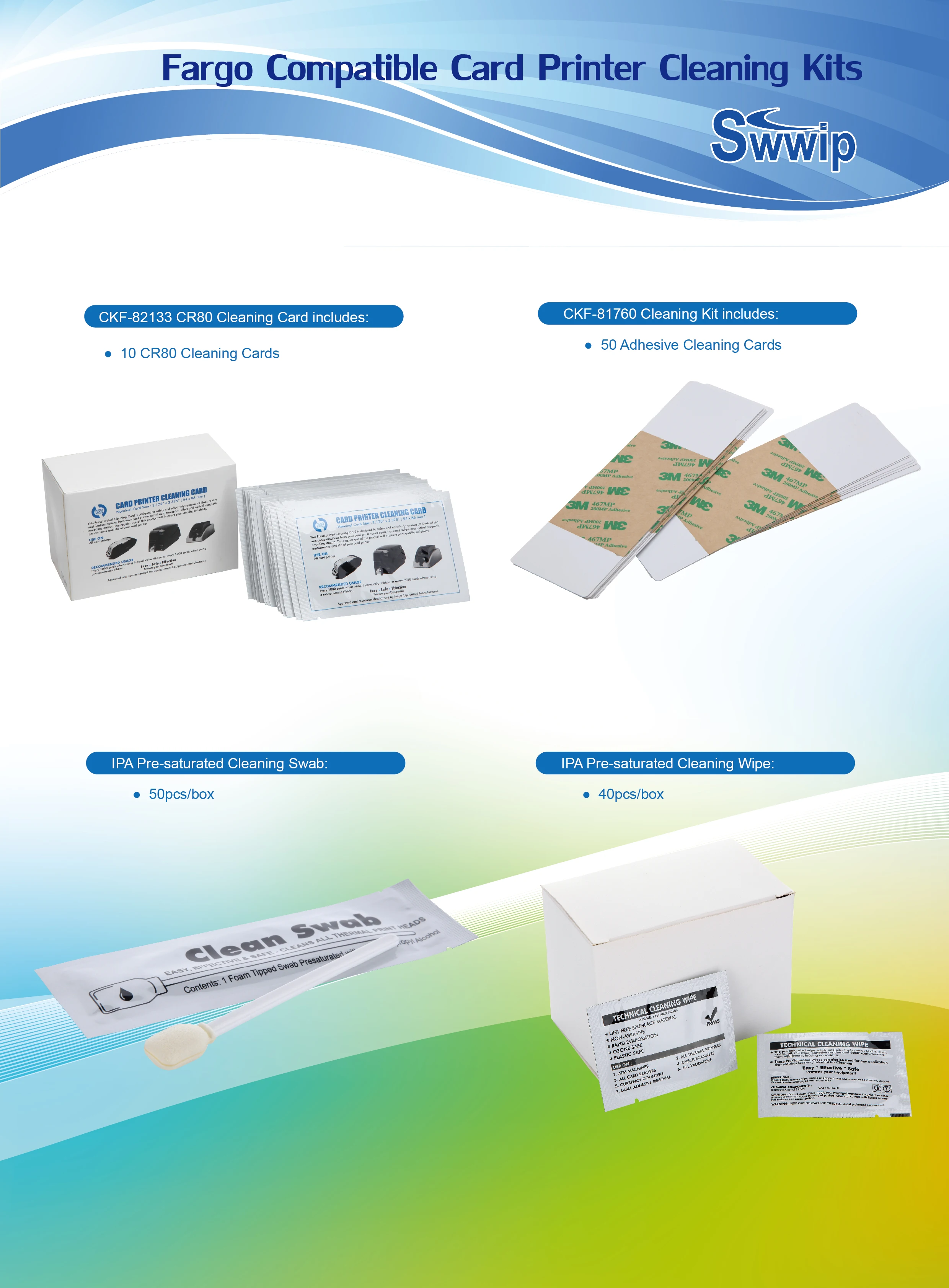 Ckf-86003/81593/86177 Fargo Cleaning Card Kits For Fargo Printer - Buy ...