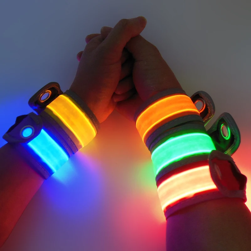 High Bright Led Flashing Flat Optical Fiber Slap Bracelet - Buy Led ...