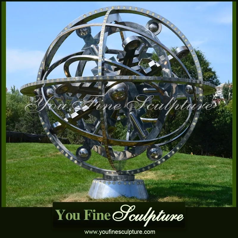 304# Stainless Steel Sphere Outdoor Metal Mechanical Wheel Sculpture ...