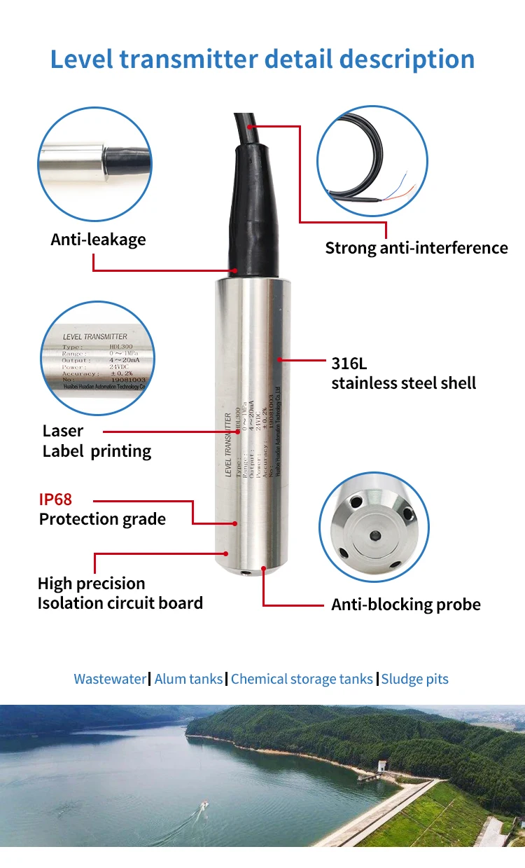 HDL300 IP68 4-20ma Submersible Water Well Level Sensor for Arduino