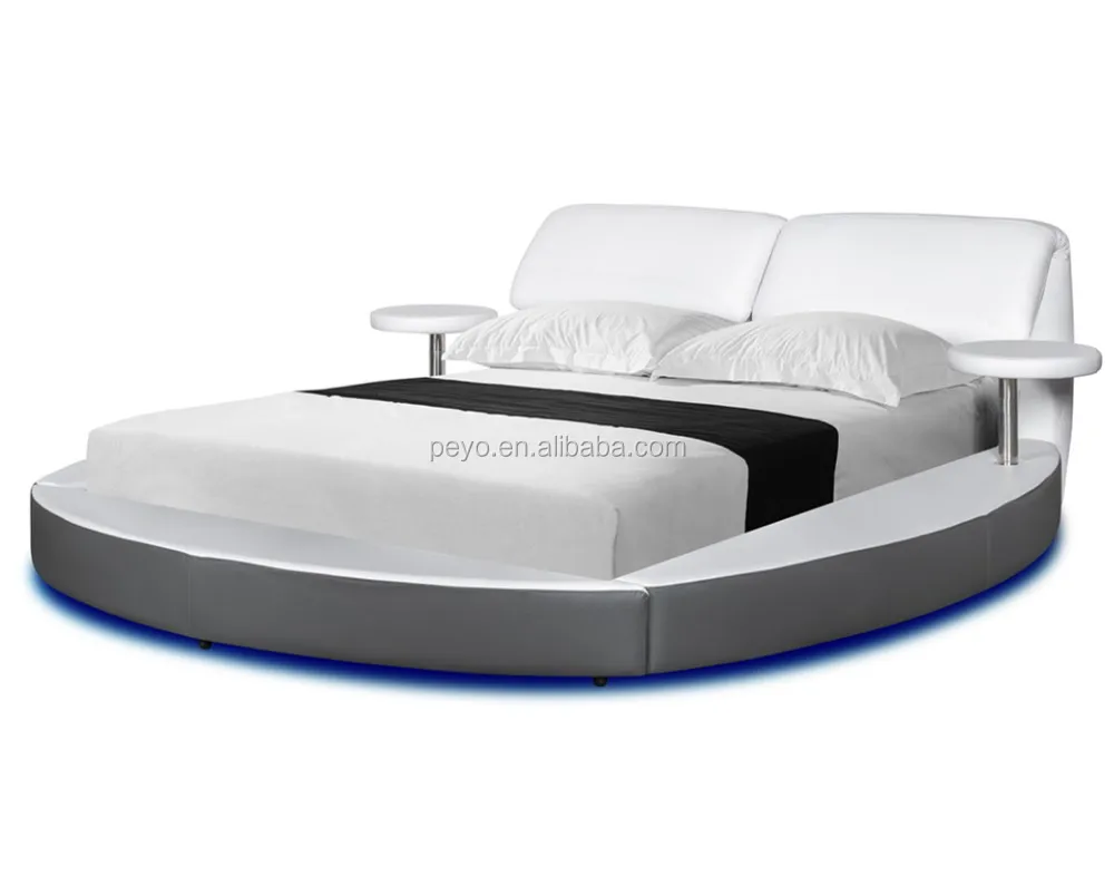European Modern Pu Leather Round Bed Durable King Size Round Bed Frame ...