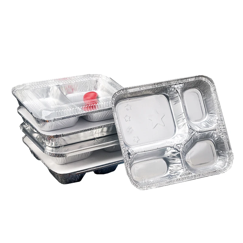 5 Compartment Tray Mess Biodegradable Fast Food Lunch Tray With Lid ...