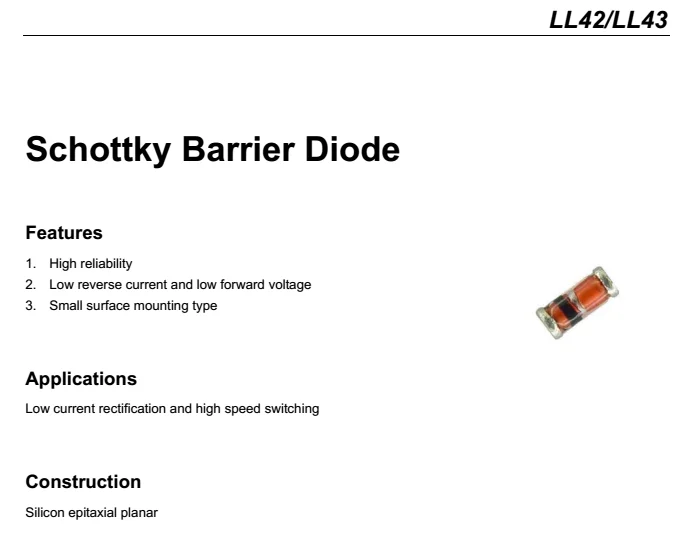 Sod-80/ll-34 Package Schottky Ll42 Smd Diodes 30v 200ma - Buy Schottky ...