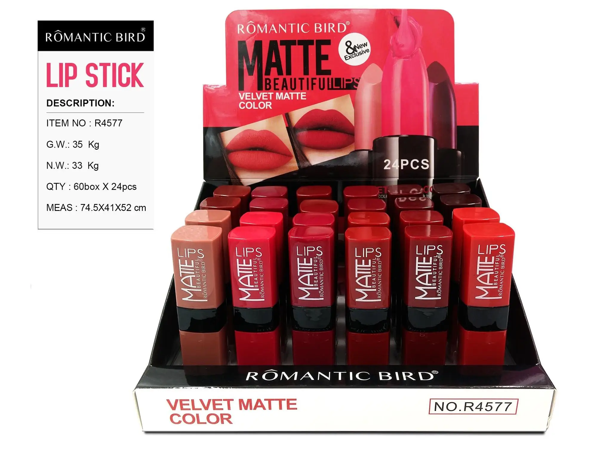 Shop Wholesale Romanticbird Lipstick R4577 - Matte, Waterproof