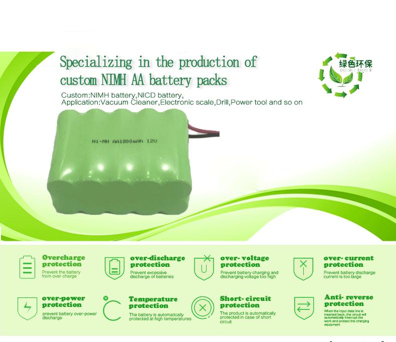 Power Tool Nimh Aa 12v 1800mah Rechargeable Battery Pack - Buy Nimh Aa ...