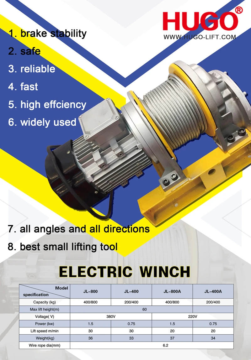 HUGO Brand Electric Wire Rope Winch Hoist - Reliable Lifting