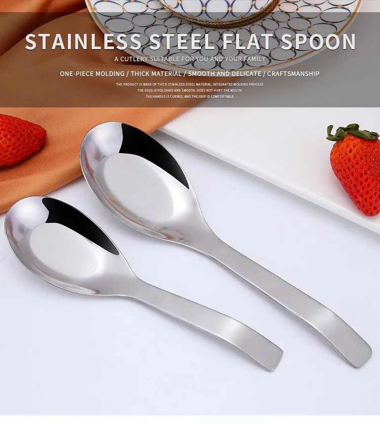Hot Sale Metal Stainless Steel Custom Flat Bottom Big Soup Spoon - Buy ...