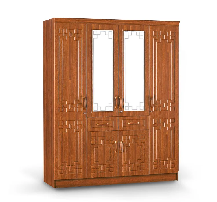 Home Furniture Pvc Finished Wood Almirah Designs 6 Door Cloth Cabinet ...