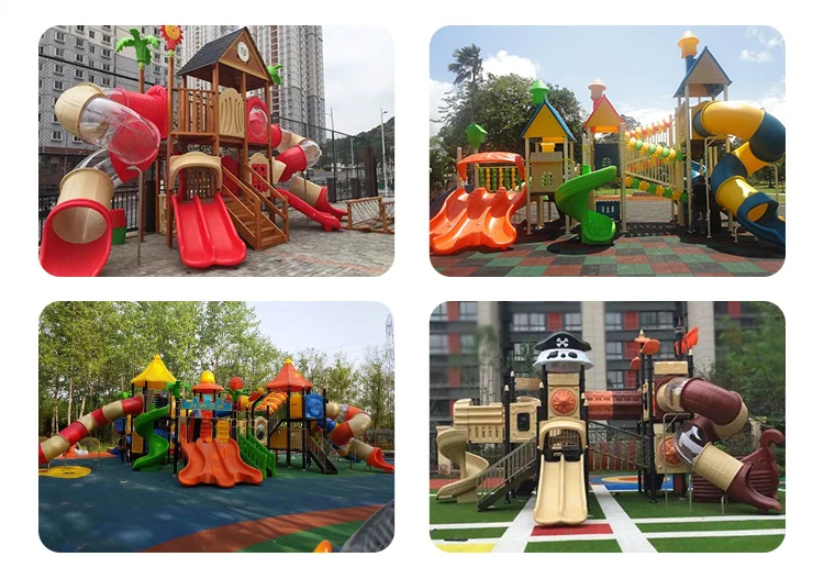 Factory Custom Outdoor Wood Playground Treehouse with Plastic Slide ...
