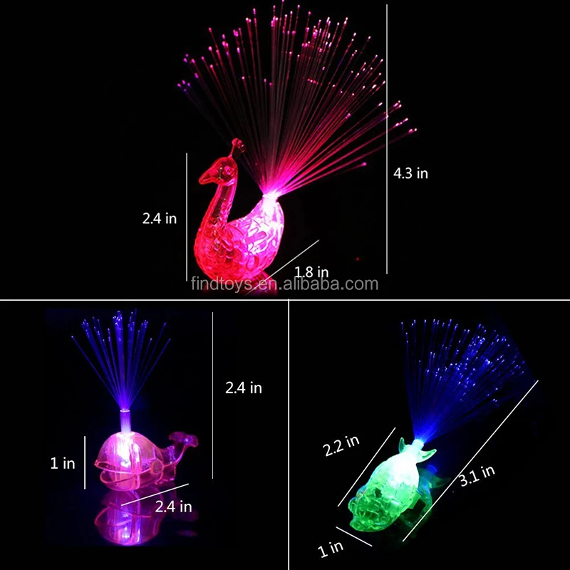 Peacock Design 4 Color Pack Led Light Up Toy Lamp Fiber Finger Light ...
