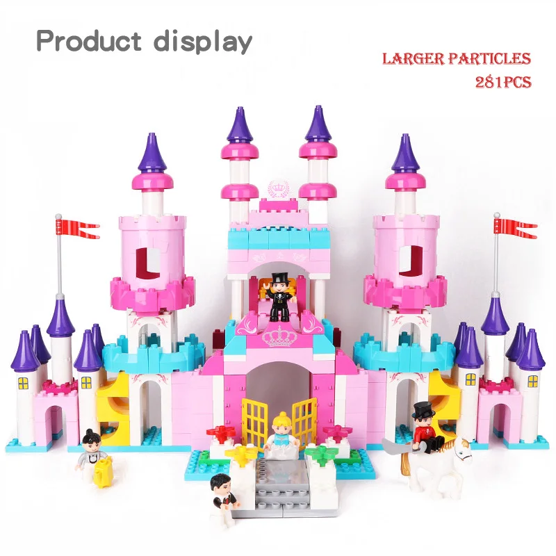 Coloful Pink Princess Castle Plastic Building Block Bricks Educational ...