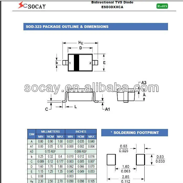 Socay New Supplier Of Esd05v32d Electrostatic Discharge Esd Protection Devices In Stock - Buy ...