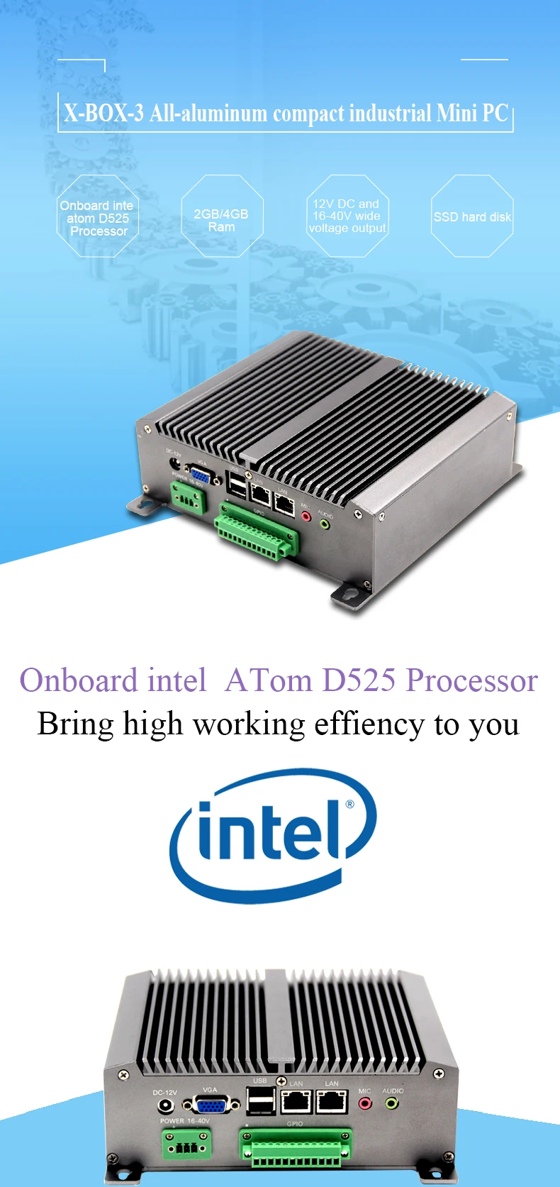 Fanless X86 Single Board Computer Industrial Pc With Atom Cpu And Wide ...