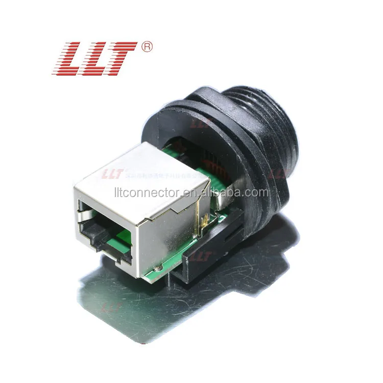 Llt M19 Rj45 Waterproof Connector Front Panel Mount Rj45 Socket - Buy ...