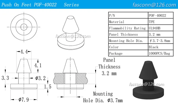 Push-in Mushroom Bumpers - Durable Rubber Feet