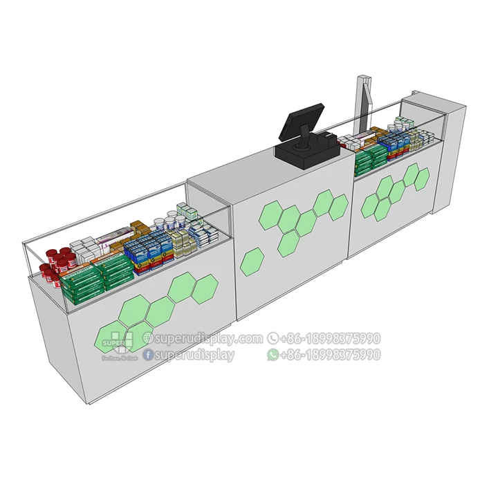 Retail Pharmacy Shop Interior Counter Cabinet Natural Health Display ...