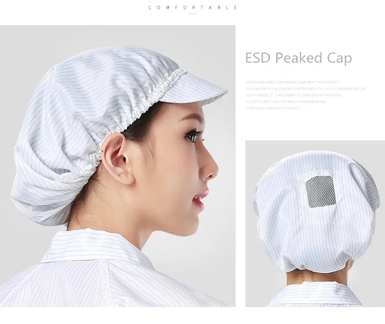 High Quality Stripe Polyester Esd Caps Antistatic Cleanroom Caps - Buy ...