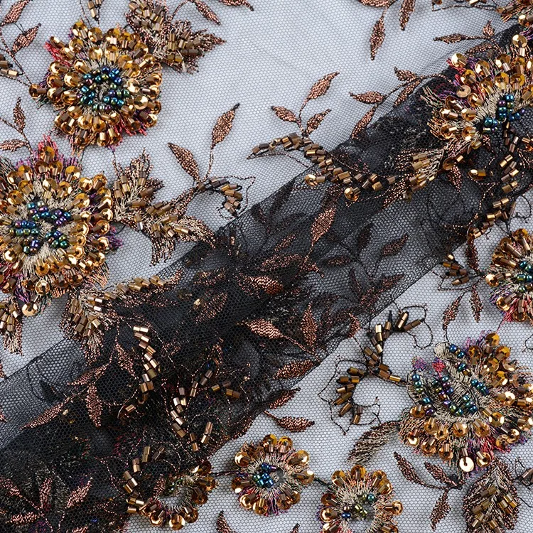 Fashion Design Custom Multi Color Beaded Lace Fabric Wedding For Bridal ...