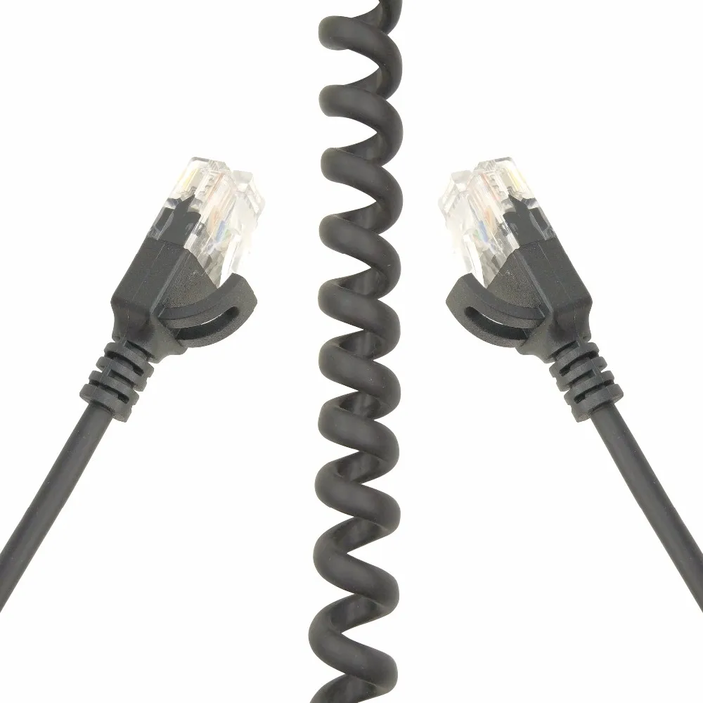 Spiral Retractable Coil Network Cat5e Patch Cable for Ethernet