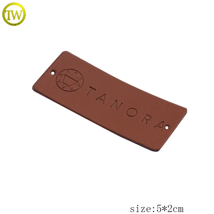 Rectangle Leather Logo Patches - Brown PU Leather Labels